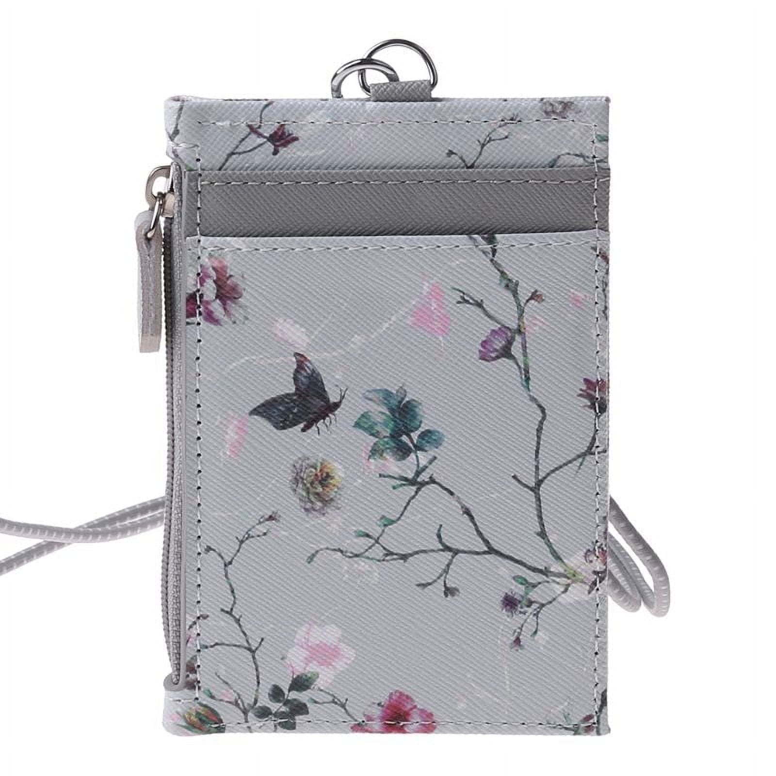 GRJIRAC Portable Leather ID Badge Card Holder Case ipper Coin Pocket ...