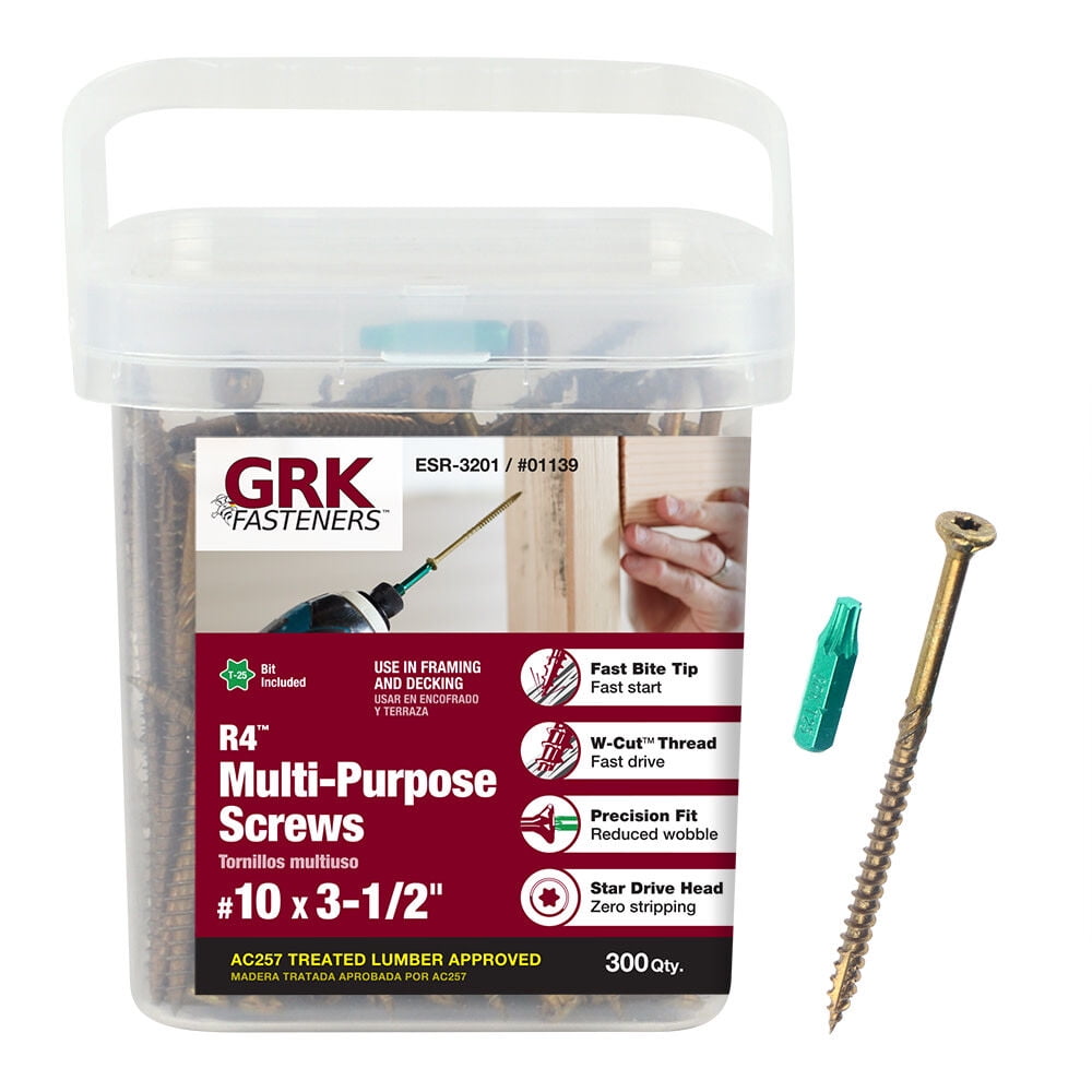 GRK 01139 R4 Pro Pak Multi Purpose Screws,10 x 3-1/2", 300/Pail ...