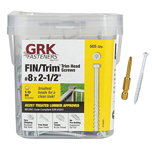 GRK 8 x 2-1/2" White 16830 FIN Finishing Trim Head Screws 505 Count ...