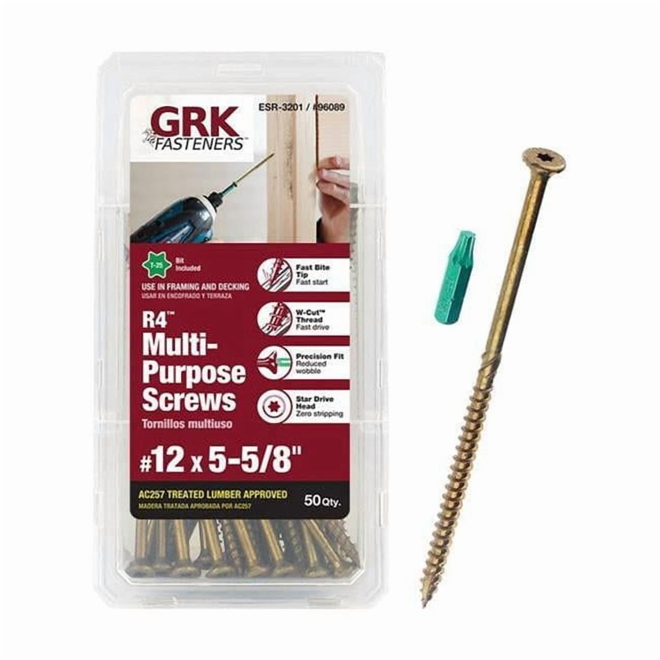 Grk Fasteners R4 Multi Purpose Screws #12 X 5-5/8In 50Qty - Walmart ...