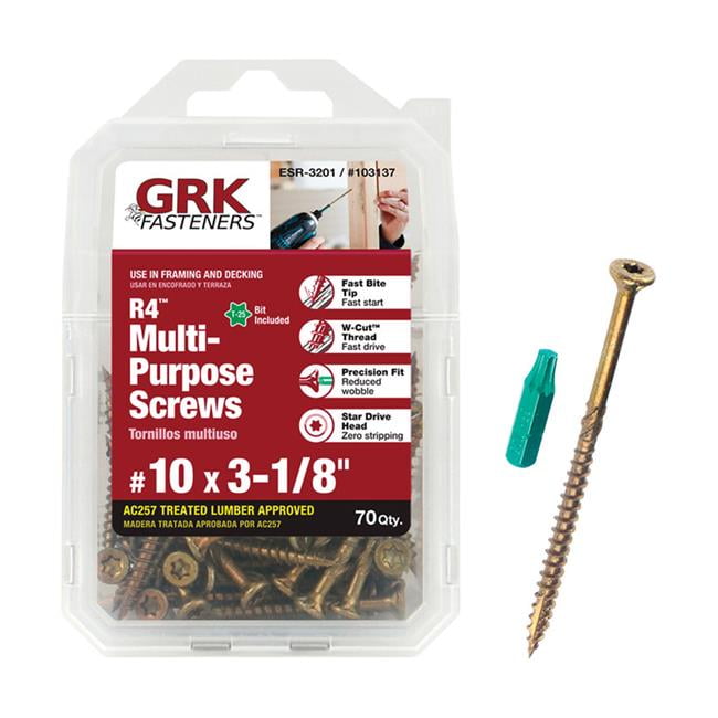 GRK Fasteners 103137 R4 Countersink Head Multi-Purpose Screws, #10 x 3 ...