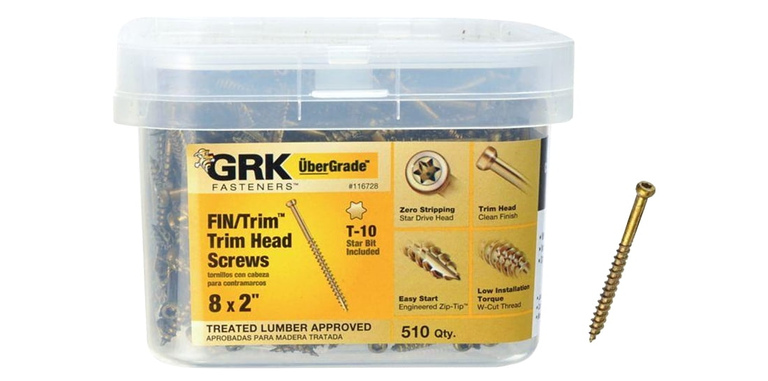 GRK Fasteners 116728 Finishing Screw, #8 Thread, 2 in L, Trim Head ...