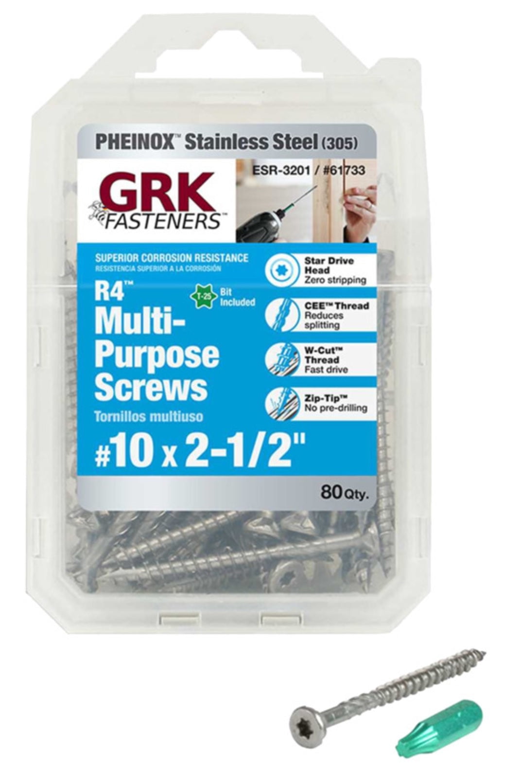 GRK Fasteners 61733 #10 Thread Framing and Decking Screw, Each ...