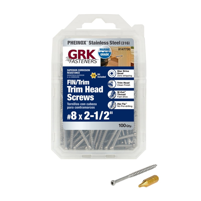 GRK Fasteners No. 8 x 2-1/2 in. L Star Trim Head Stainless Steel ...