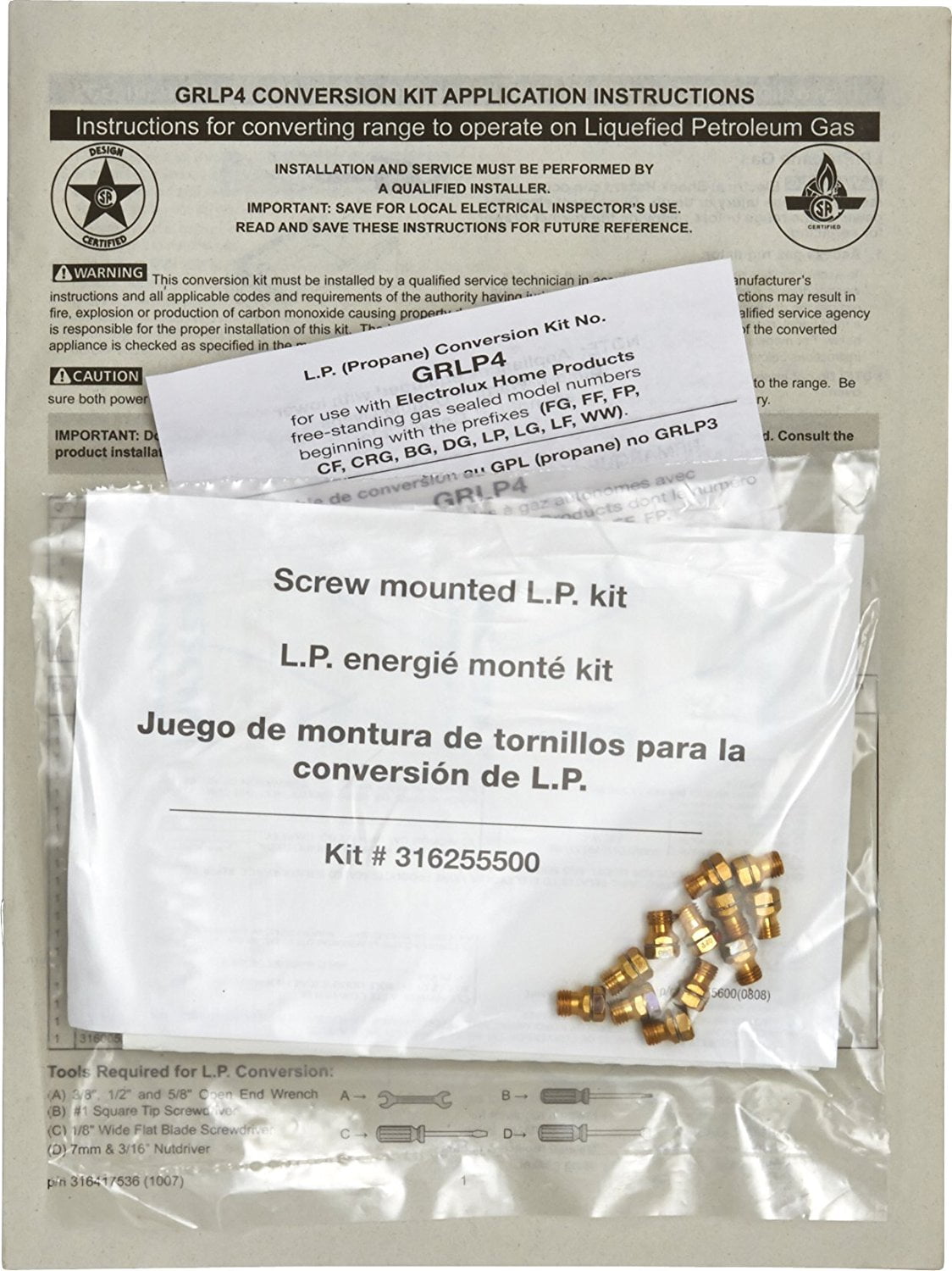 GRLP3, Range Gas To Propane Conversion Kit Replaces Electrolux ...