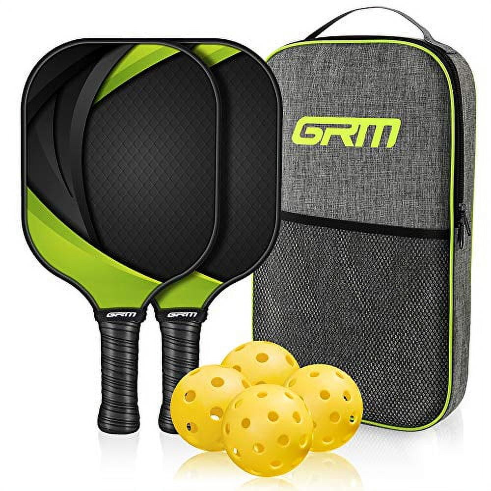 GRM Graphite Racket, Adult Pickleball Paddle Set, 2 Rackets, 4 Balls ...
