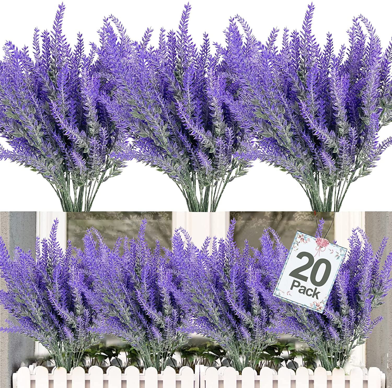 GRNSHTS 20Pcs Artificial Lavender Flowers Decoration UV Resistant ...