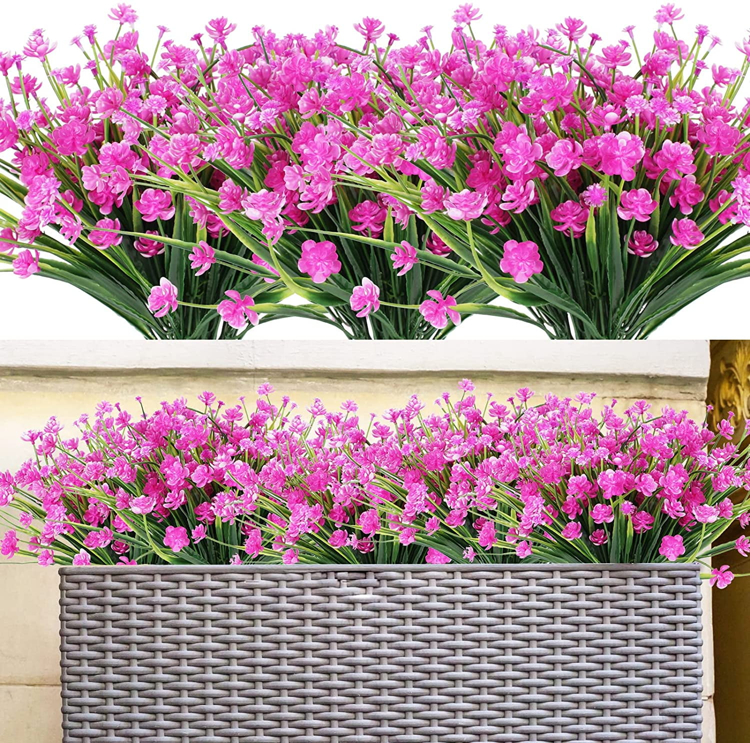 GRNSHTS 24 Bunches Outdoor Plants Artificial Flower Plants UV-Proof ...