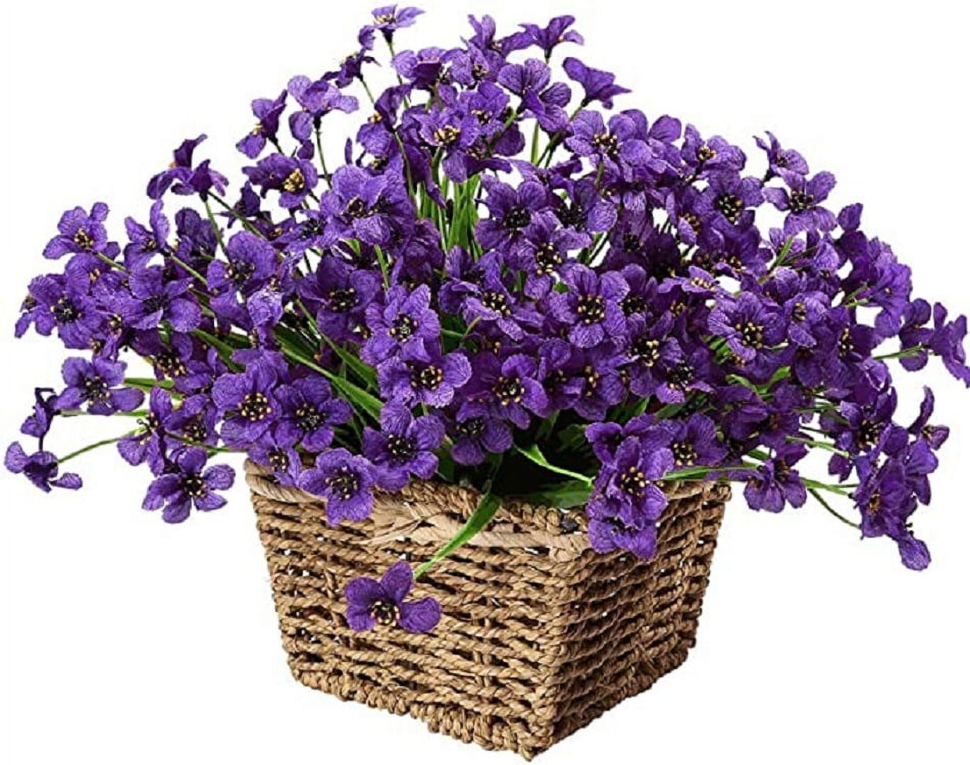 GRNSHTS UV Resistant Artificial Flowers, Deep Purple, Pack of 6 for ...