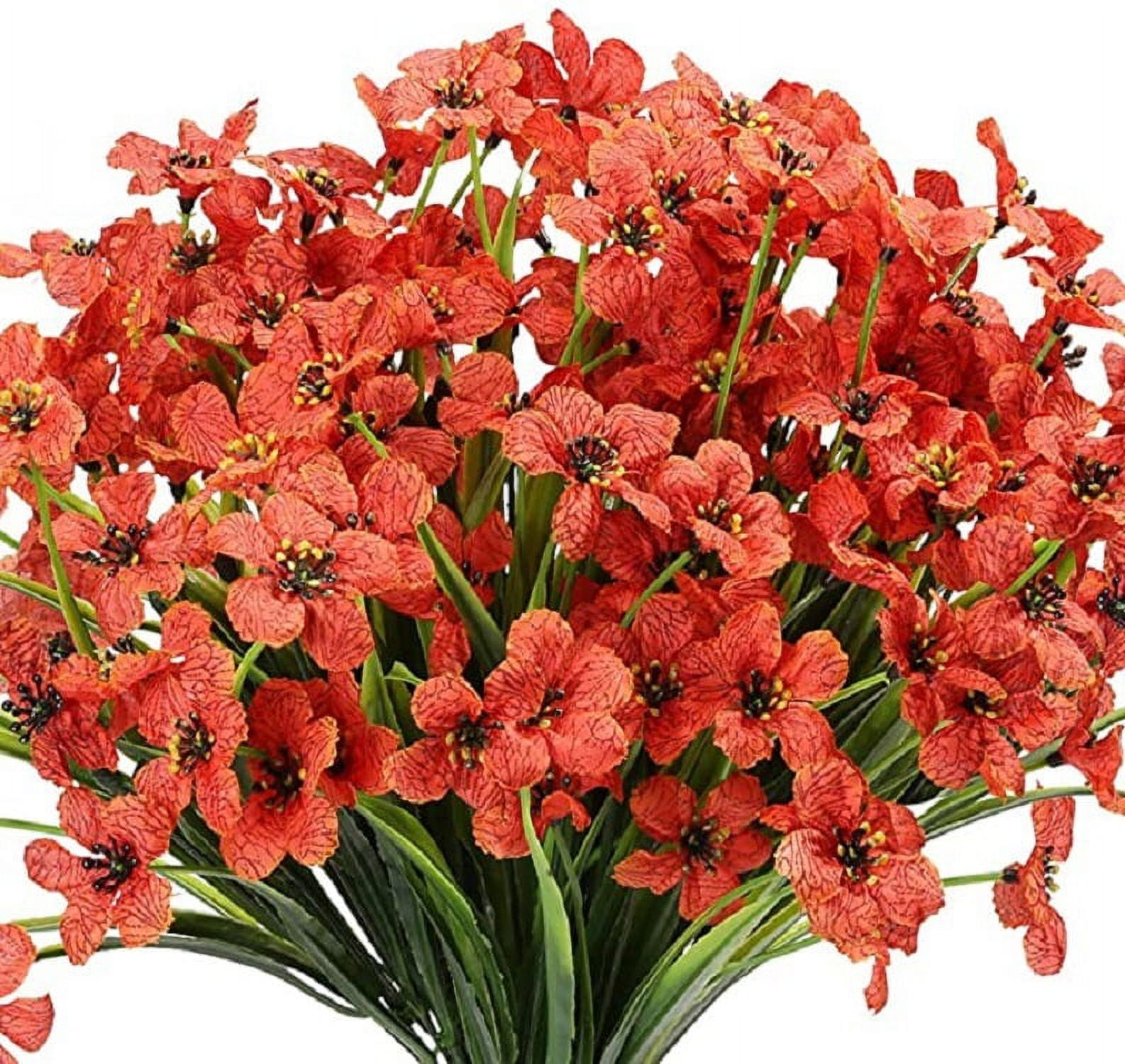 GRNSHTS 6 Bundles Artificial Flowers Outdoor UV Resistant Fake Flowers ...