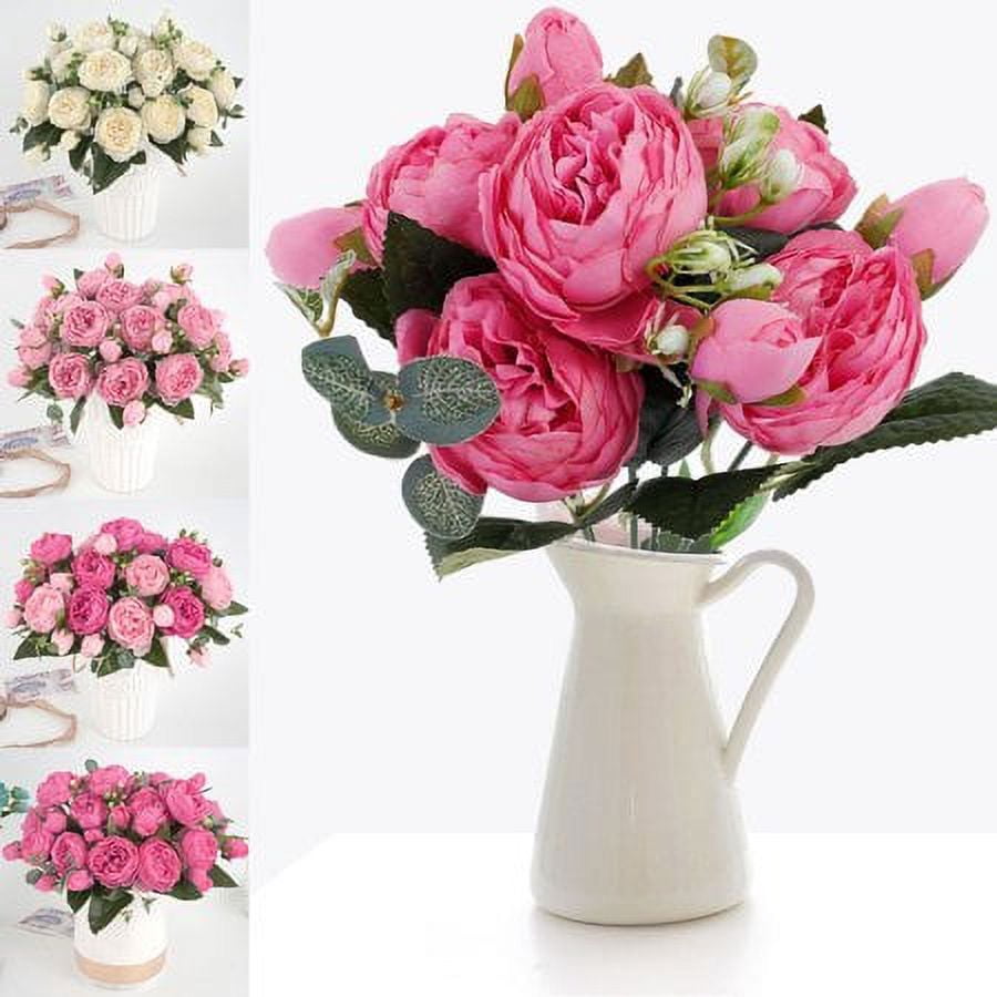 GRNSHTS 9 Heads Artificial Flowers Bouquet Fake Plants Faux Peony ...