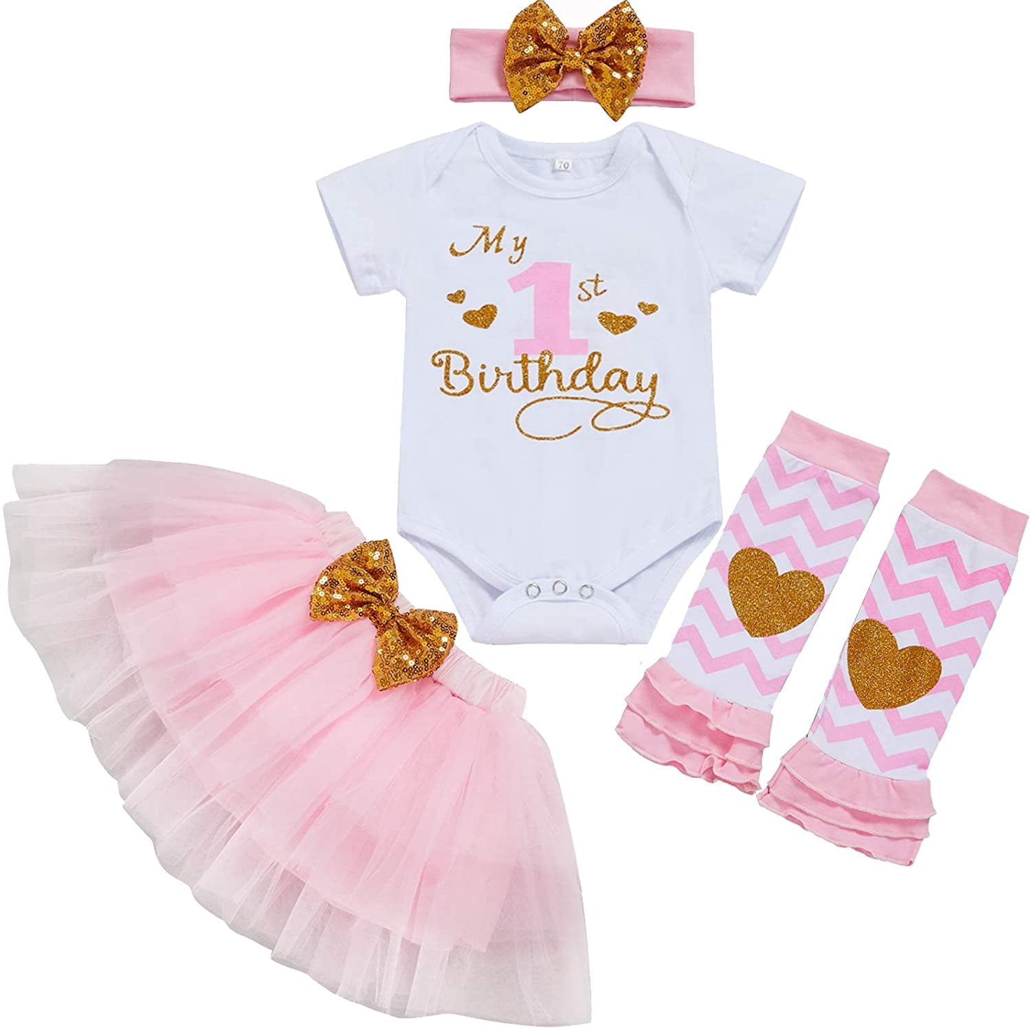 GRNSHTS Baby Girl Birthday Cake Smash Outfit Toddler Girl My 1st ...