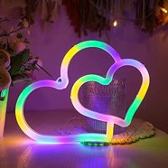 BrightSide 12" Heart Shaped LED Neon Table Light, Pink, Battery-Powered ...