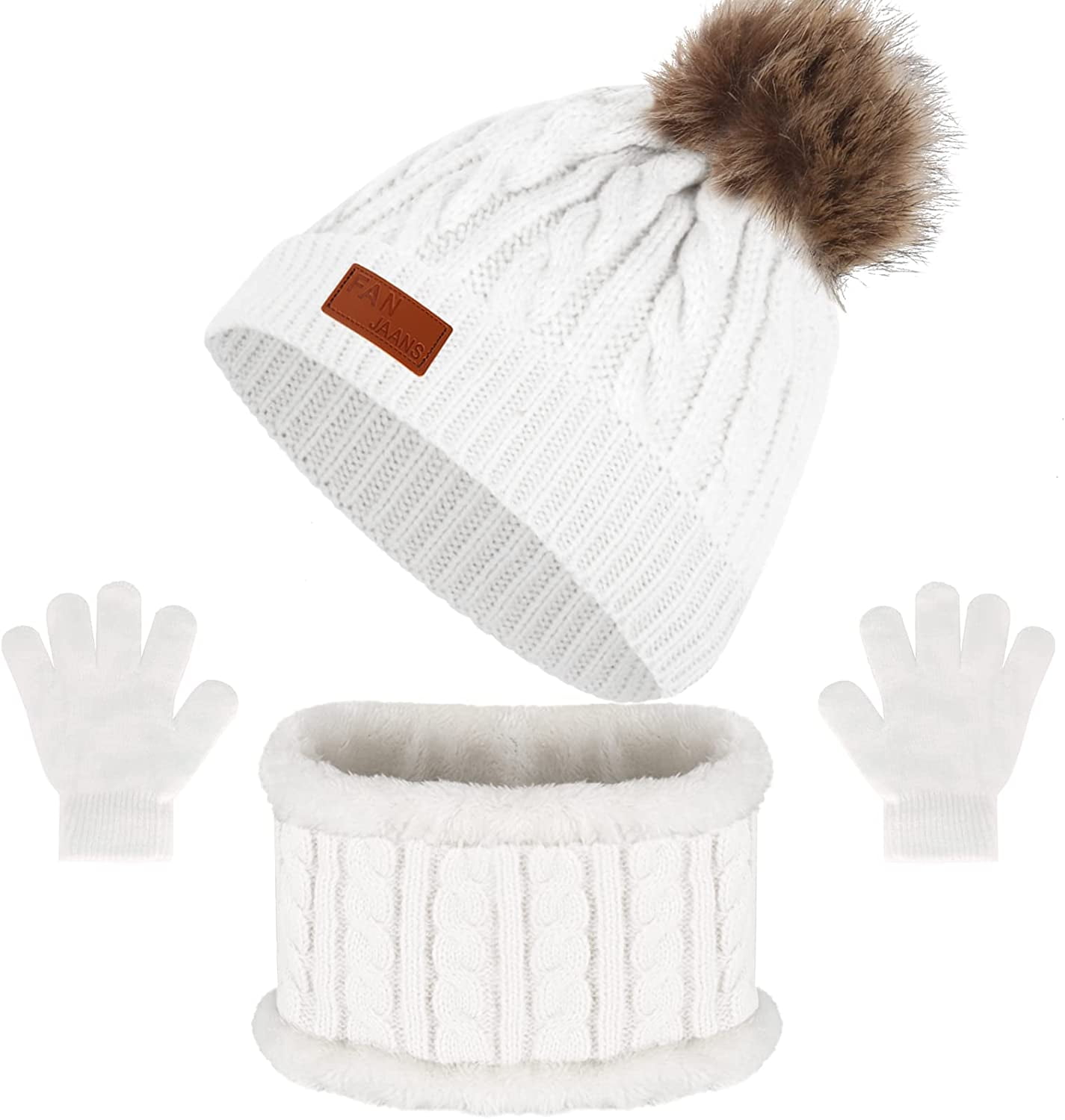 GRNSHTS Kids Hat Scarf Gloves Set, 3PCS Kids Winter Beanie Hat Scarf ...
