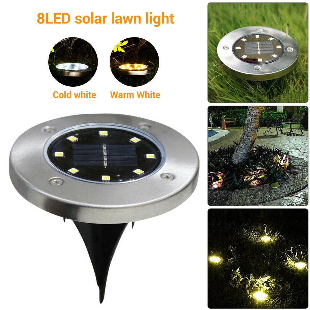 GRNSHTS Solar Ground Lights,8 LED Garden Lights Patio Disk Lights In ...