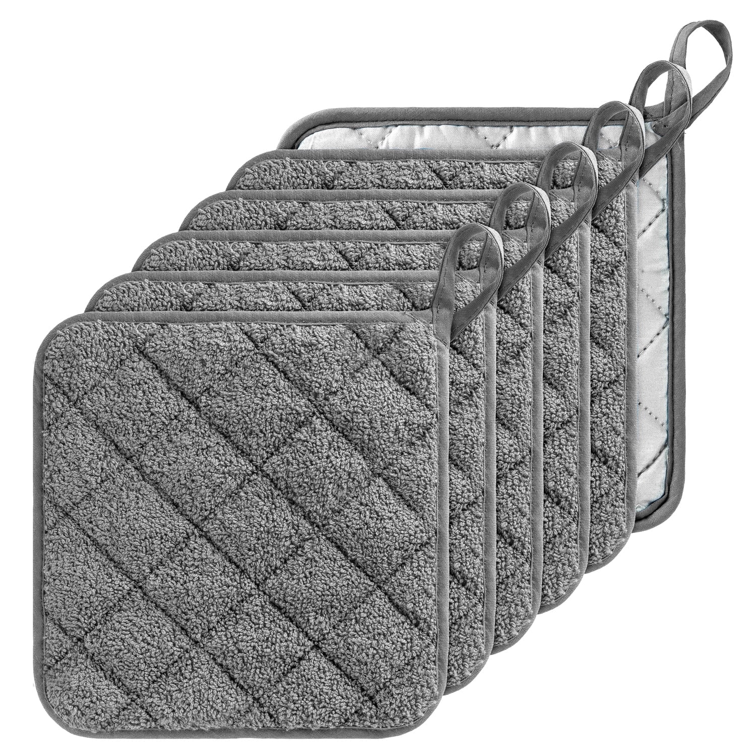 GROBRO7 6Pcs Cotton Quilted Terry Oven Set, Square Pot Holders, Heat ...