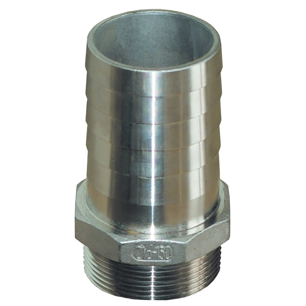 GROCO 2"" NPT x 2" ID Stainless Steel Pipe to Hose Straight Fitting ...