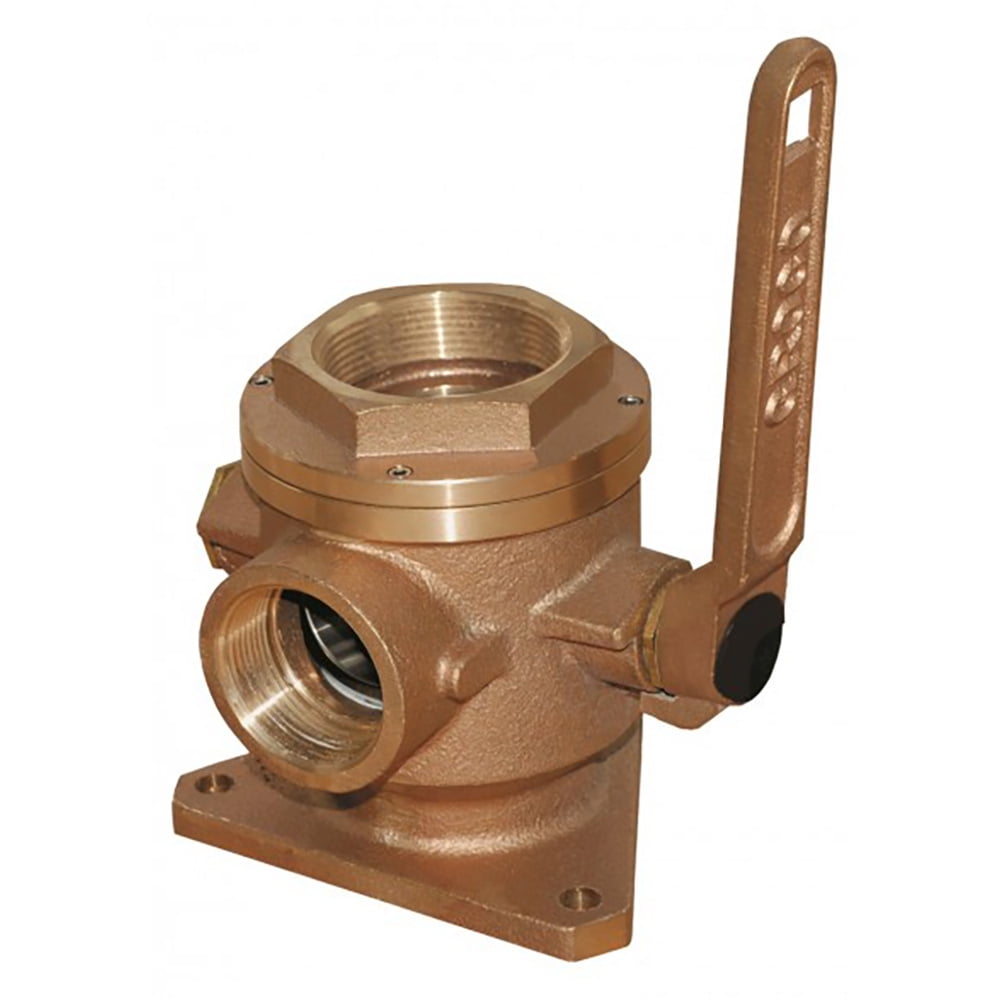 GROCO 4" Bronze Flanged Seacock & Adaptor with 3" NPT Side Port ...