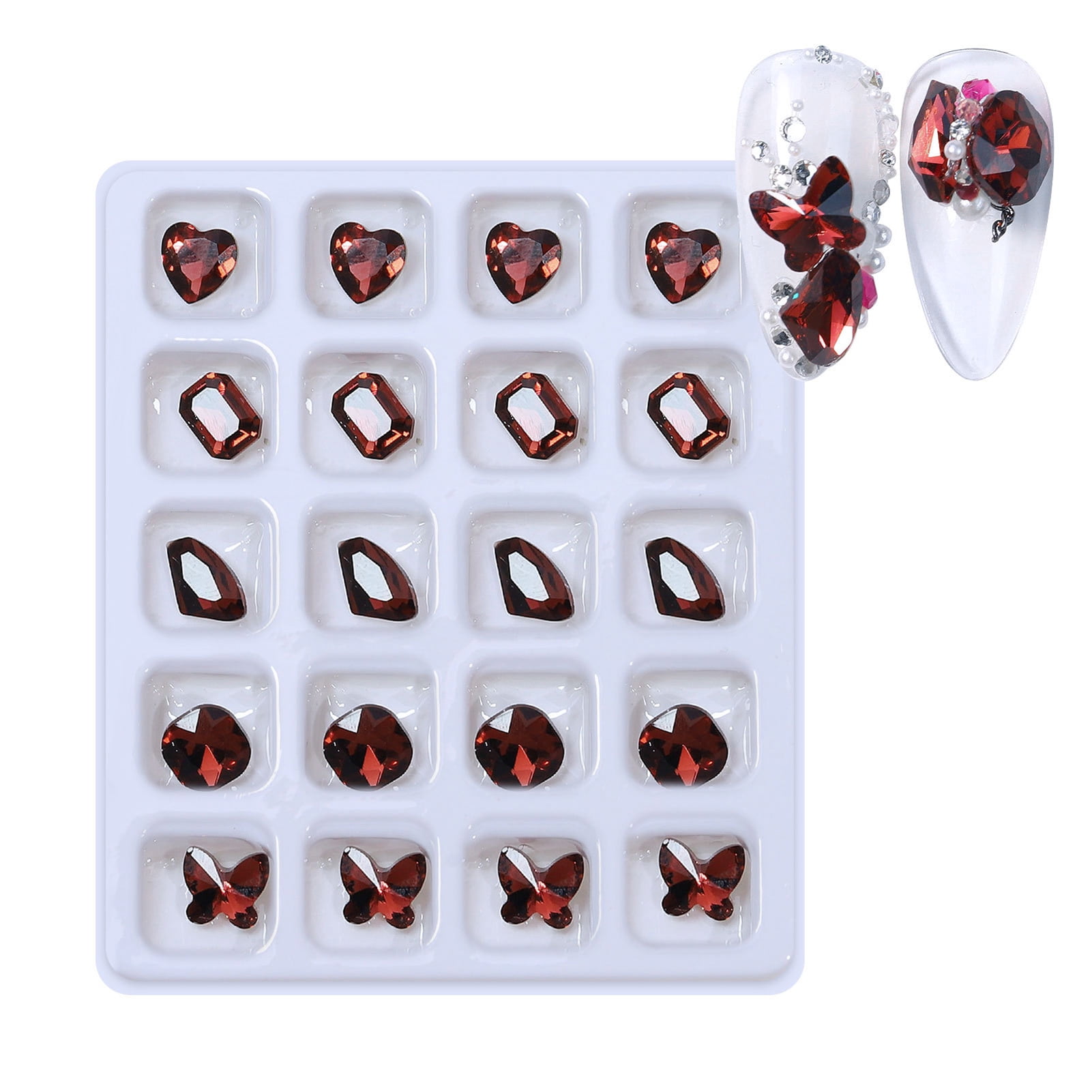 GROFRY 20Pcs/Box Nail Rhinestone Multi Shapes Lustrous Shining Long ...