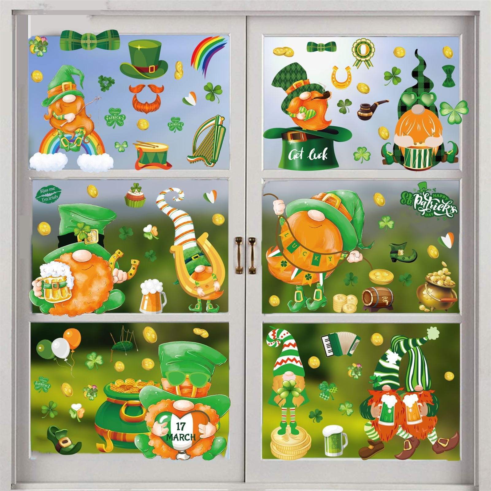 GROFRY 9 Sheets Glass Stickers Cartoon Removable Flame Retardant PVC ...