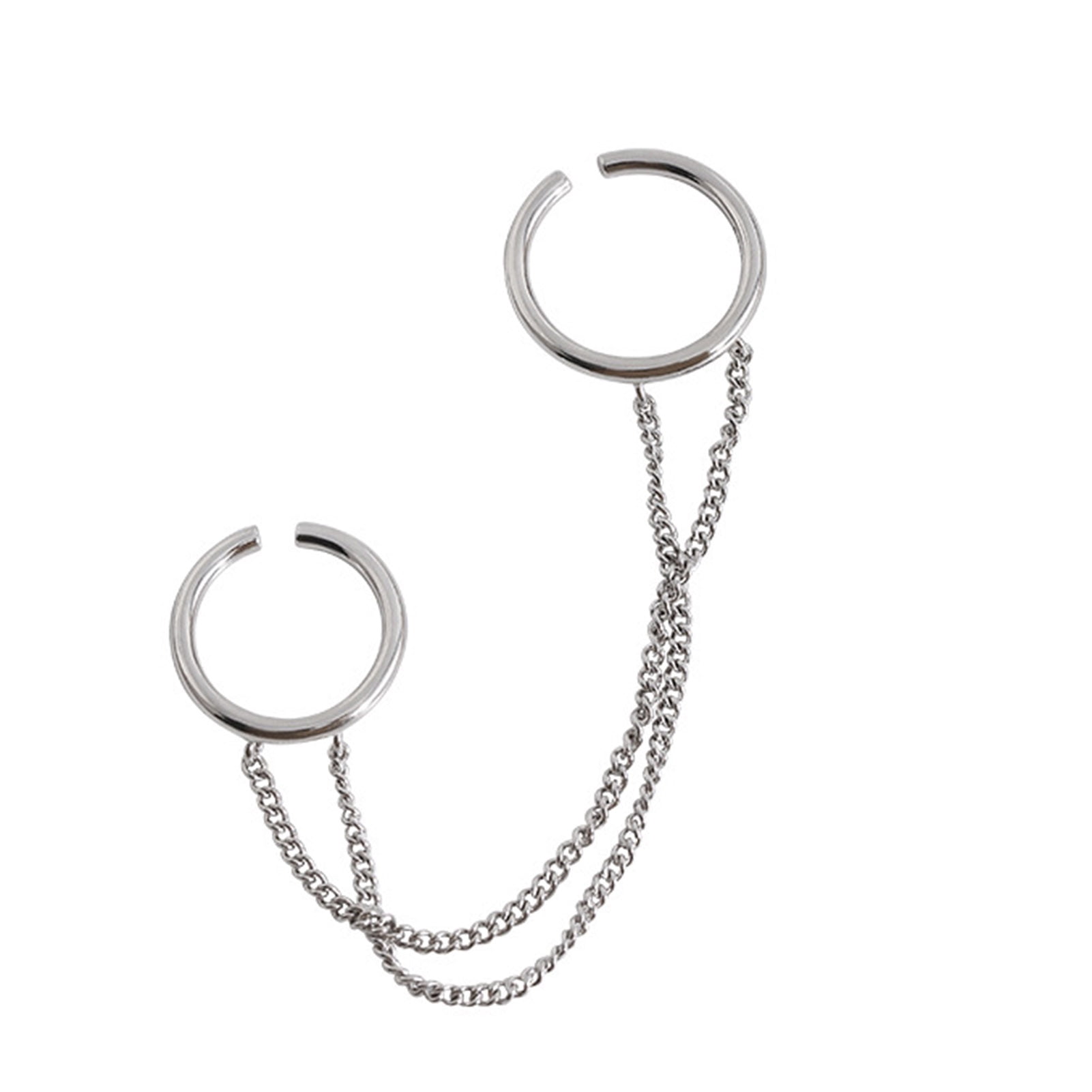 GROFRY Double Finger Chain Ring Stackable Adjustable Unisex Two Layers ...