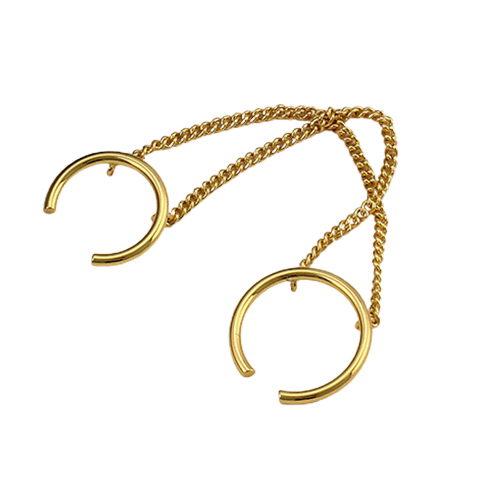 GROFRY Double Finger Chain Ring Stackable Adjustable Unisex Two Layers ...
