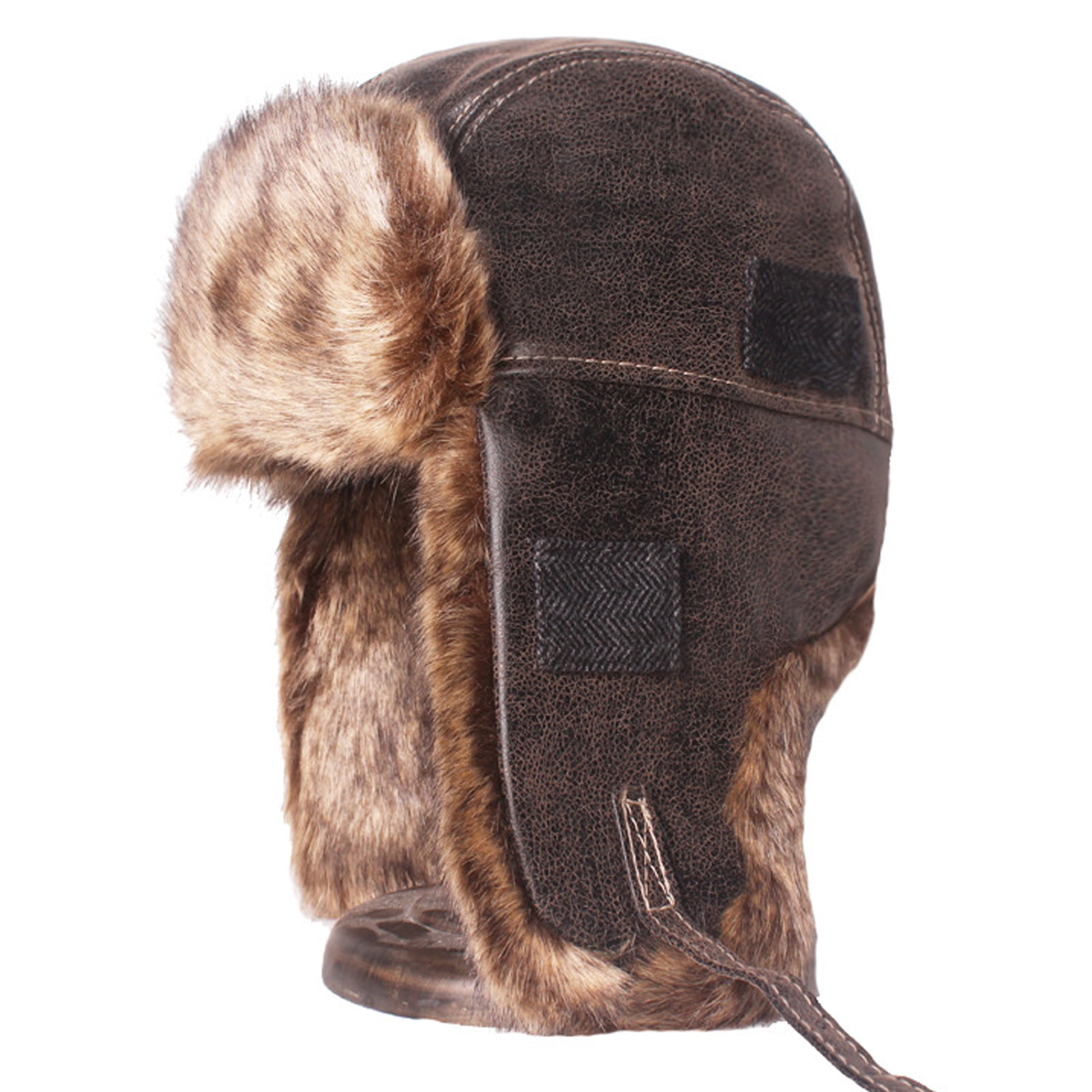 GROFRY Earflap Hat Fuzzy Faux Fur Lining Adjustable Buckle Thickened ...