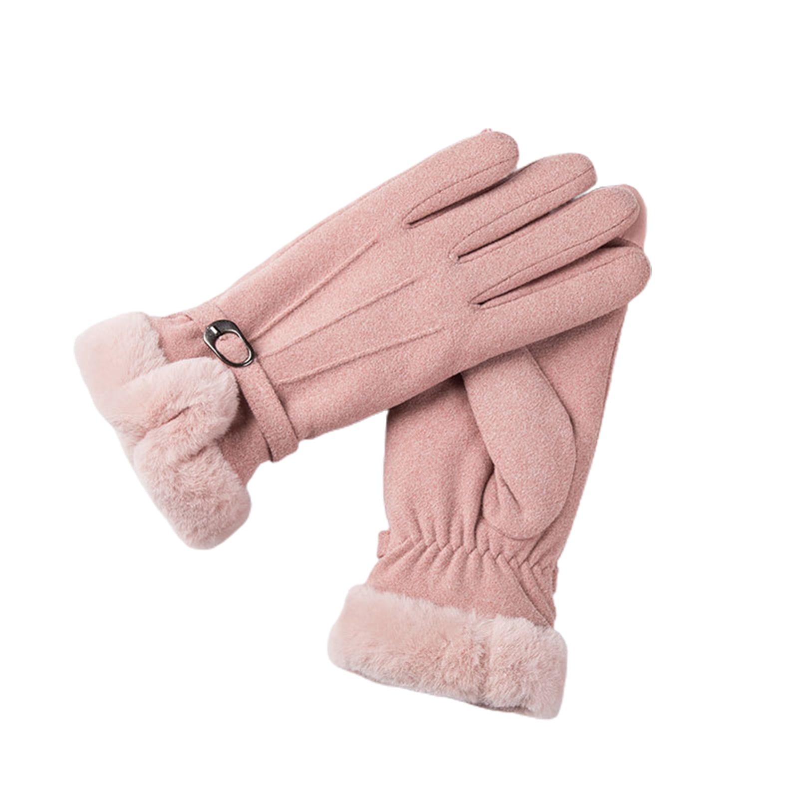 GROFRY Fluffy Cuffs 1 Pair Full Finger Women Gloves Fluffy Cuffs Touch ...