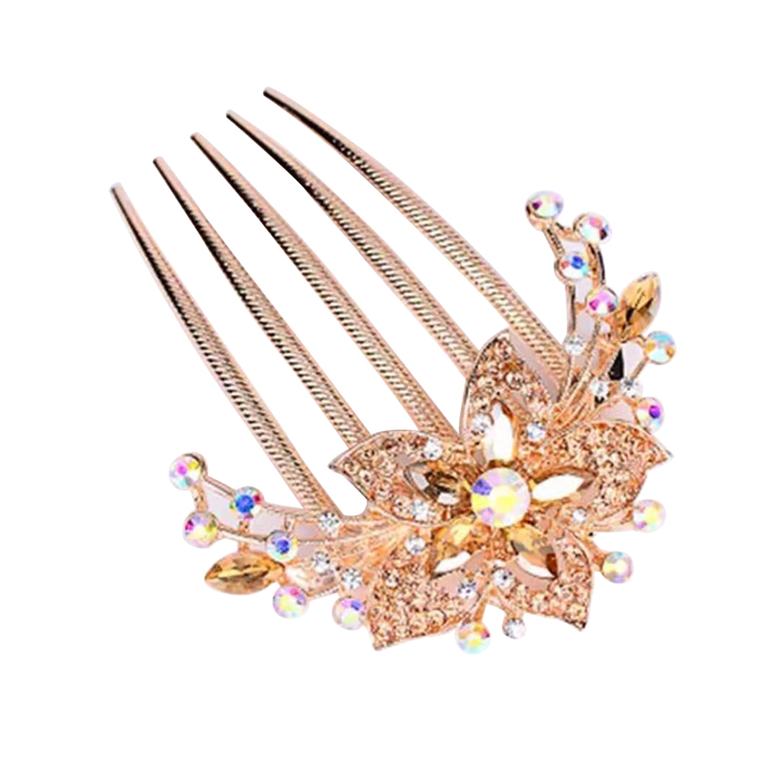 GROFRY Hair Comb Flower Leaf Rhinestones Ladies Exquisite Long Lasting ...