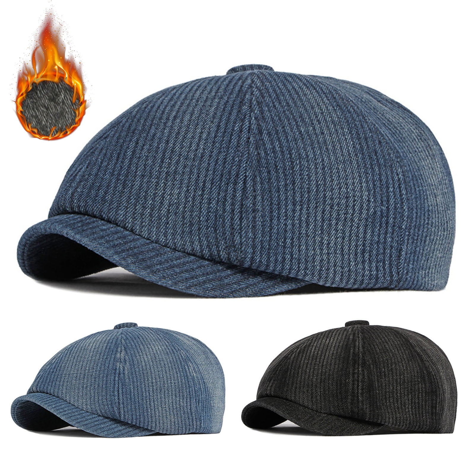 GROFRY Octagonal Hat Retro Round Top Short Brim Fine Texture British ...