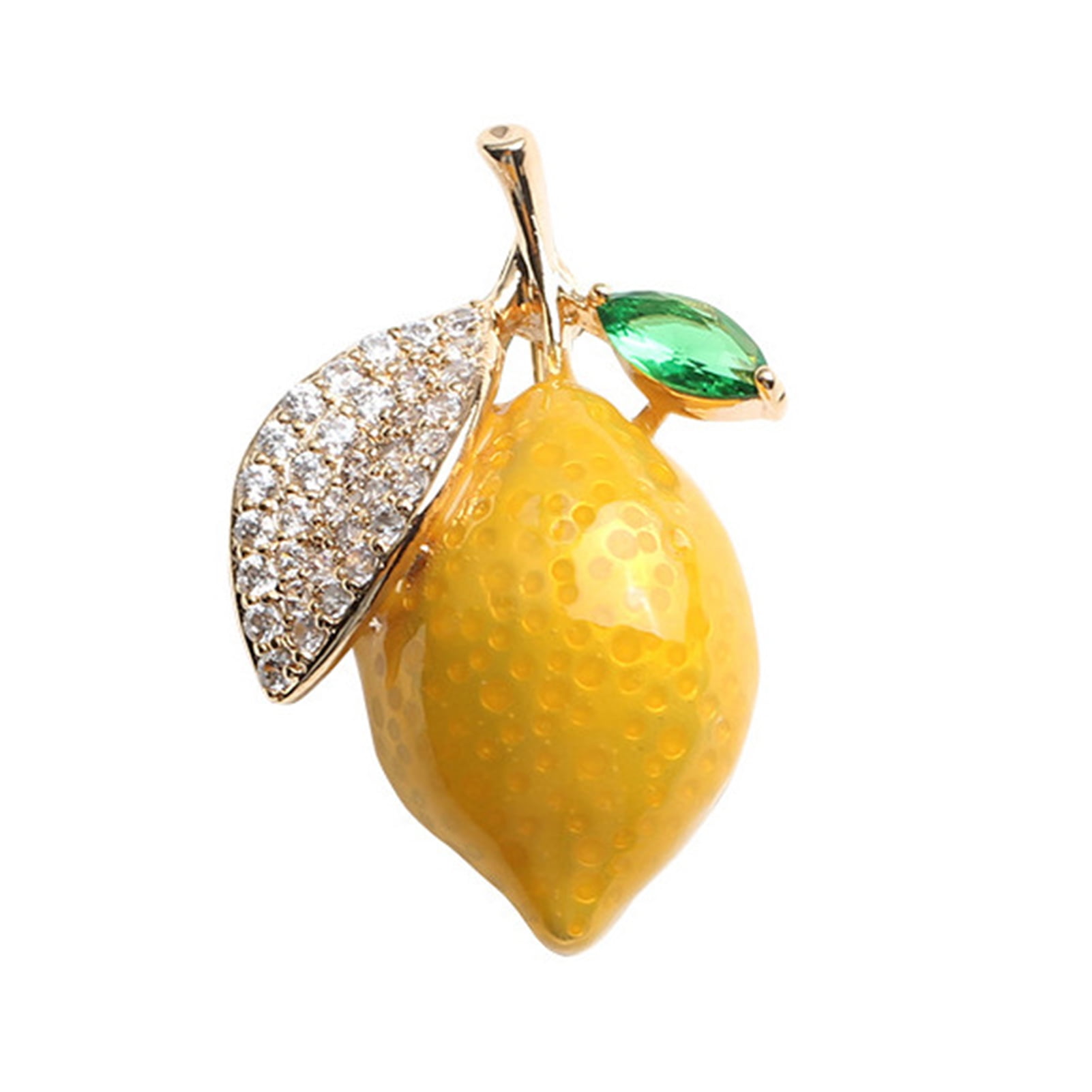 GROFRY Shiny Brooch Pin Lemon Rhinestones Yellow Bright Luster Dripping ...