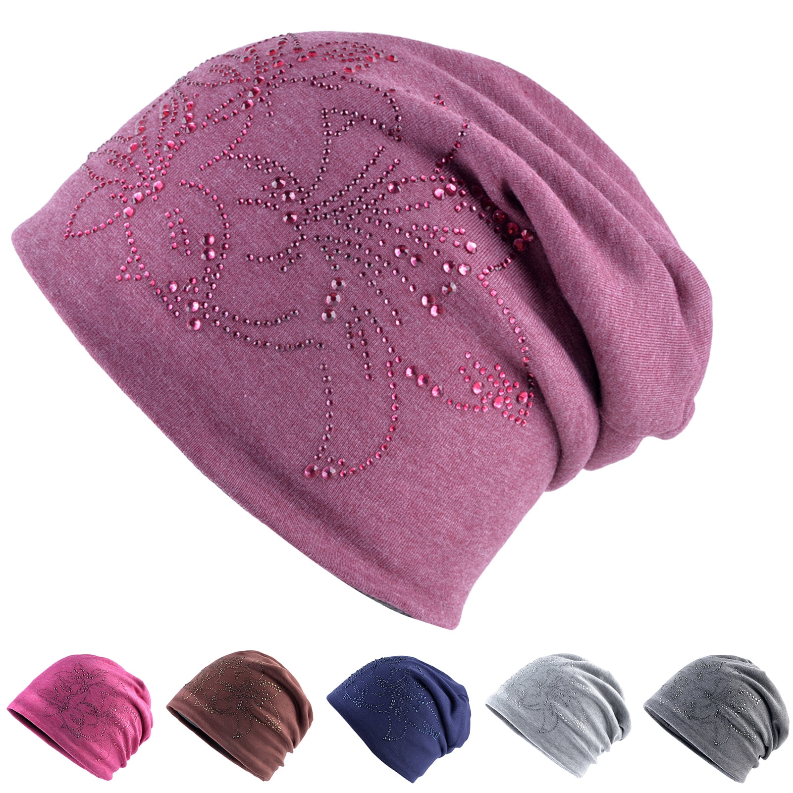 GROFRY Solid Color Hat Fashion Rhinestone Double-layer All-match Soft ...