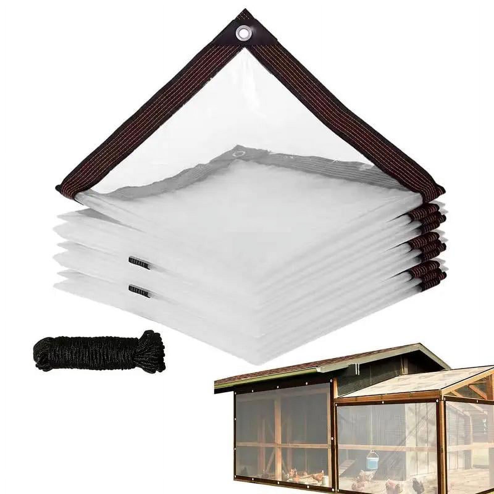 GROOFOO Tarp, Clear Vinyl Waterproof Tarp with Grommets, Transparent ...