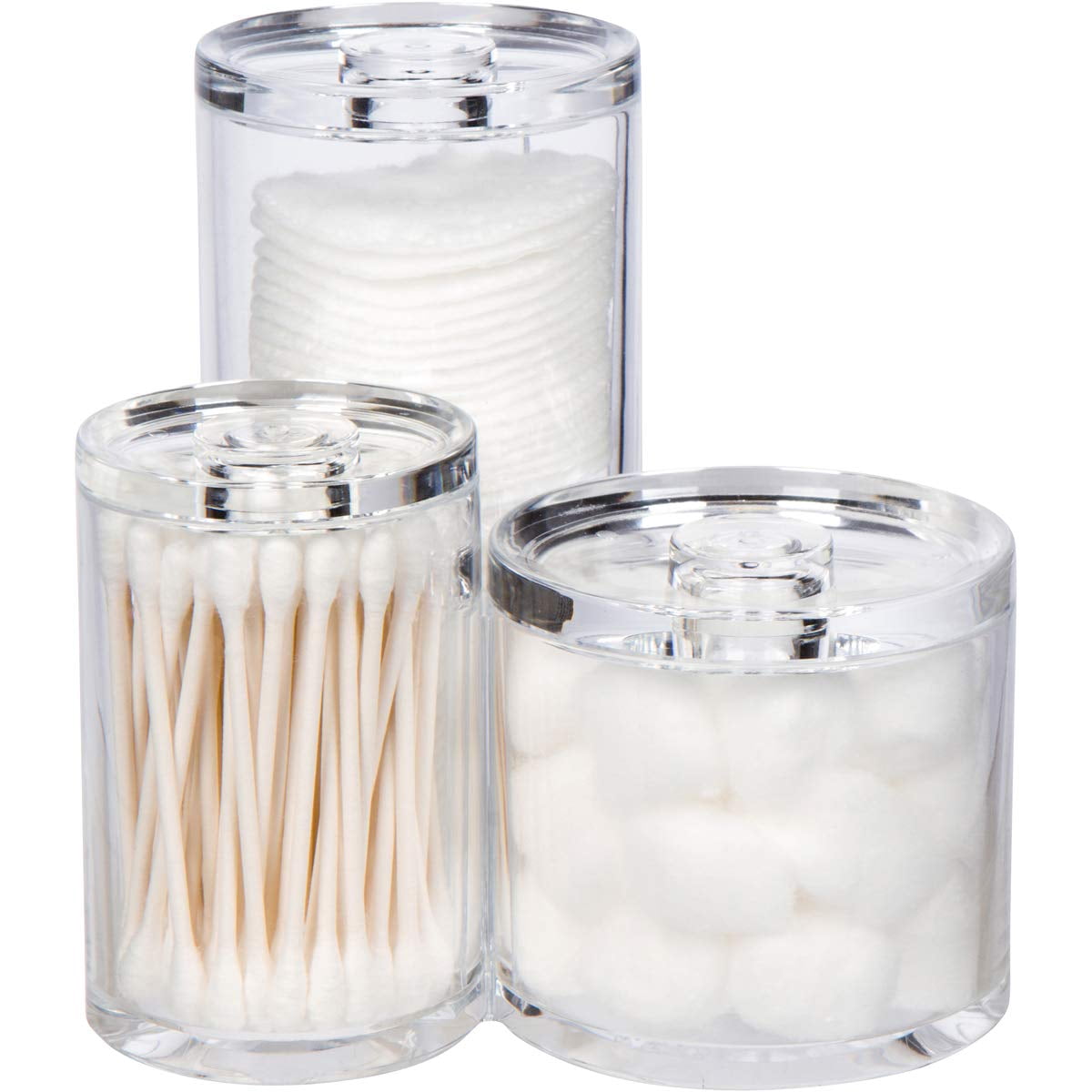 GROOVI Beauty Acrylic Triple TSF6 Round Make Up Container (3 Towers ...