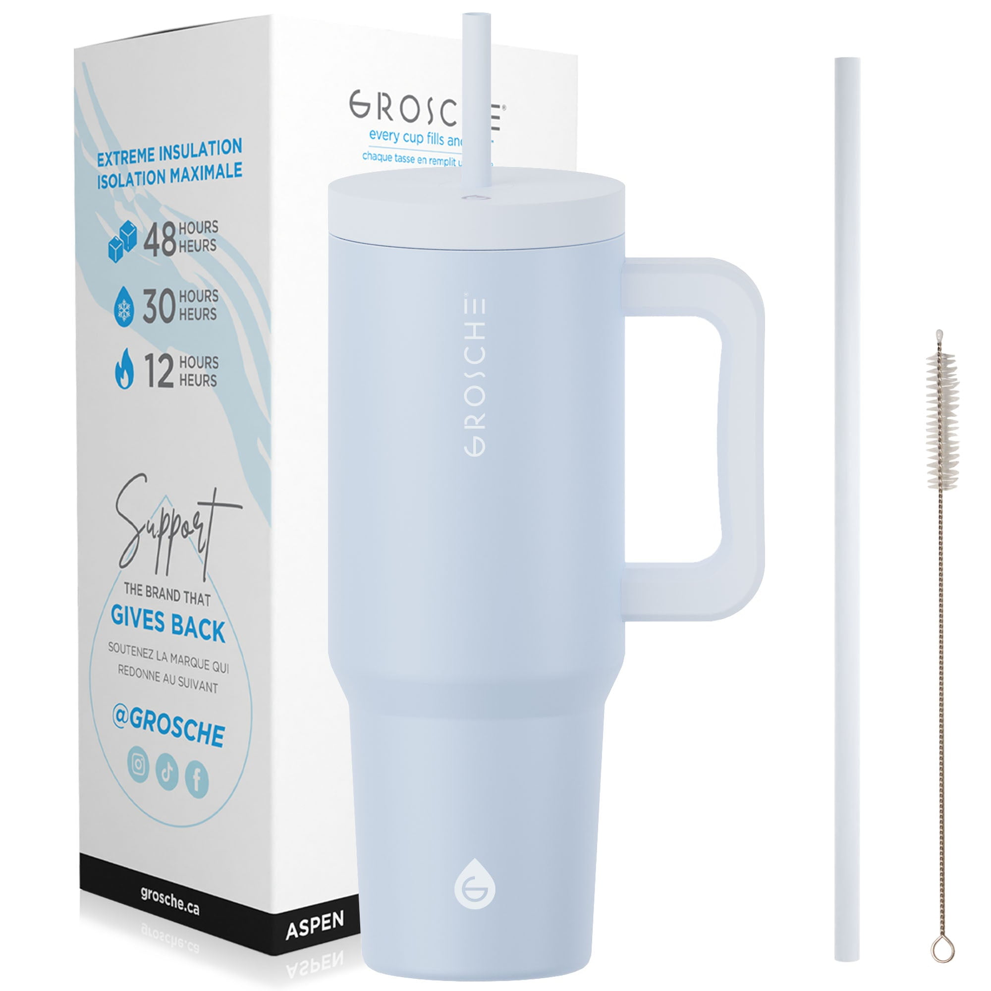 GROSCHE ASPEN 40 oz tumbler with handle and straw. Extreme insulation ...