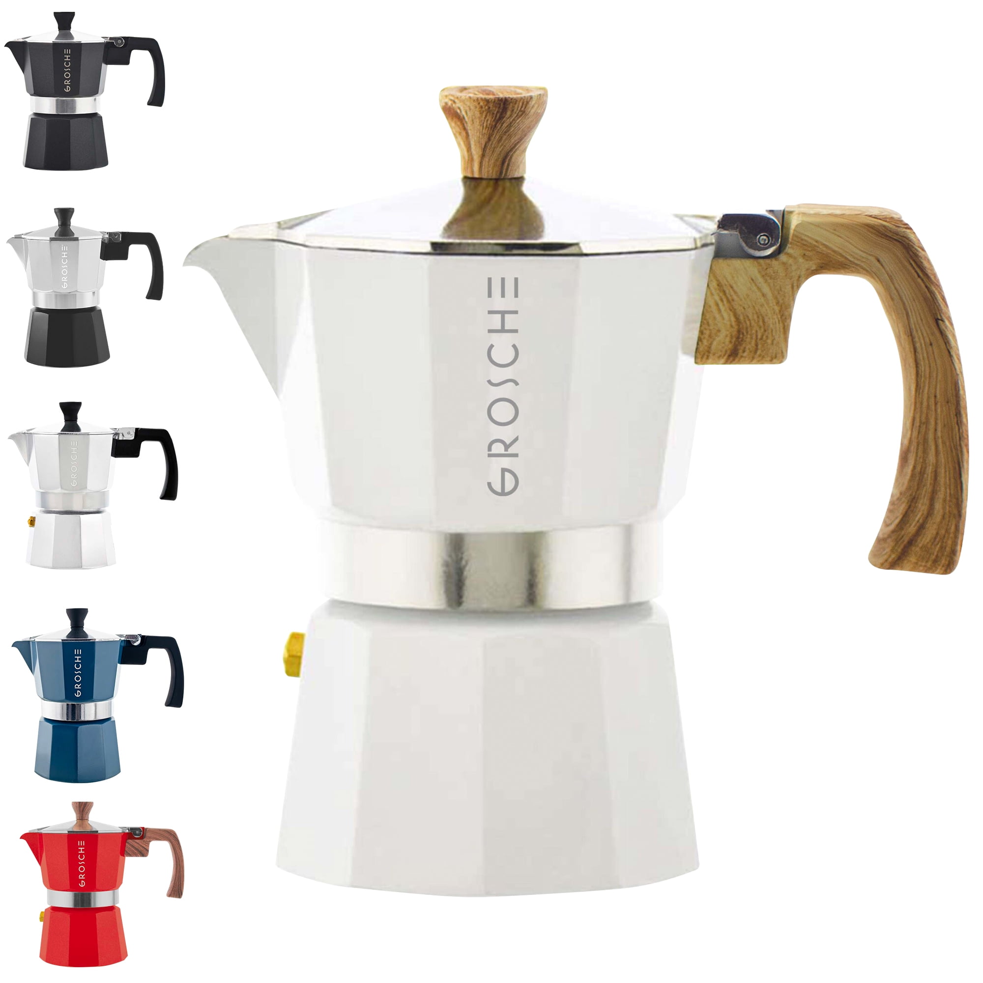 Grosche Milano Stovetop Espresso Maker, Moka Pot, 3 Cup, White ...