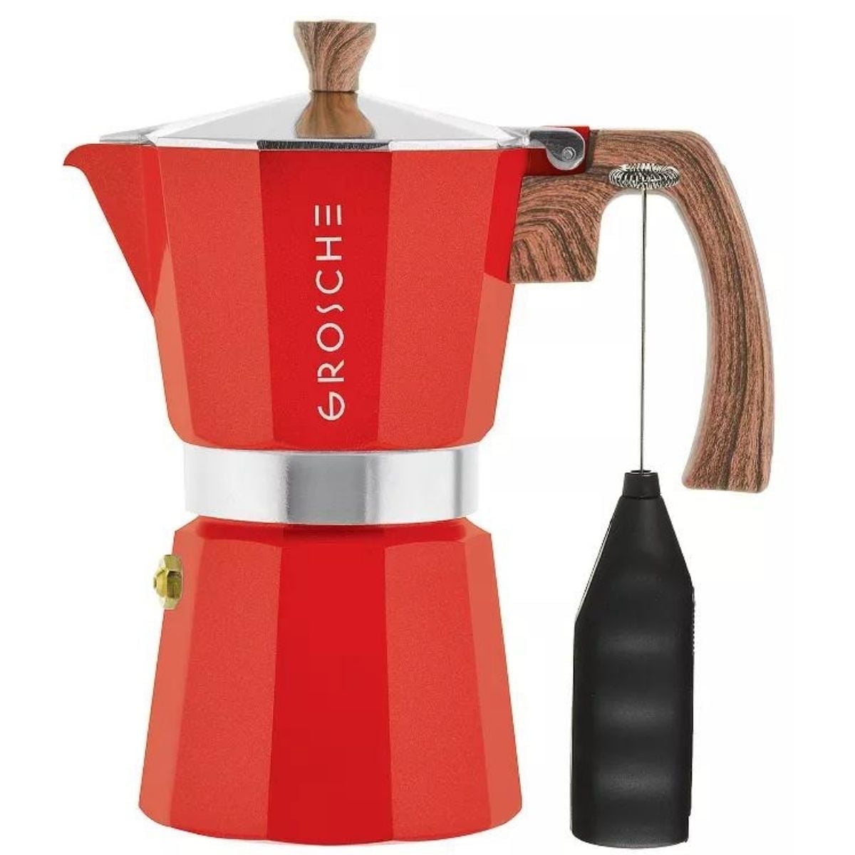 GROSCHE MILANO Stovetop Espresso Maker, Moka Pot, 9 Espresso Cups, Red ...