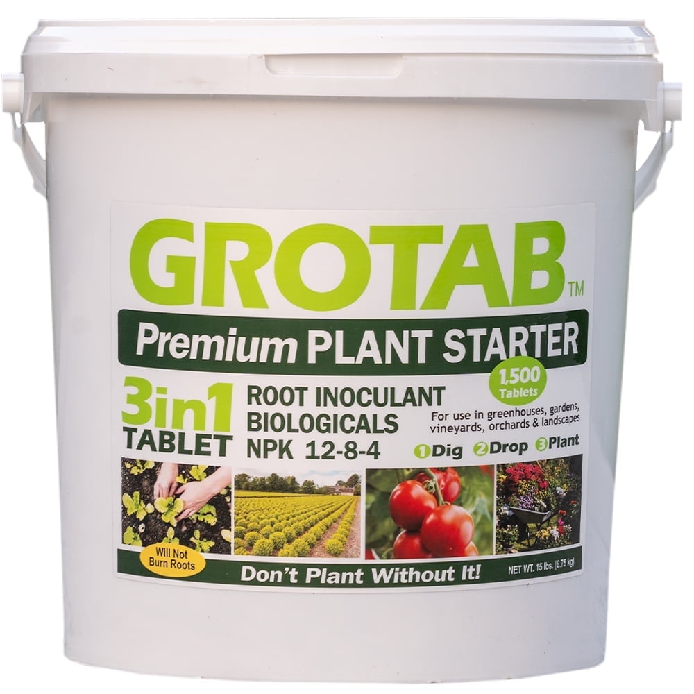 GROTAB 3-in-1 Plant Food Tablets Natural 12-8-4 Plant Fertilizer ...
