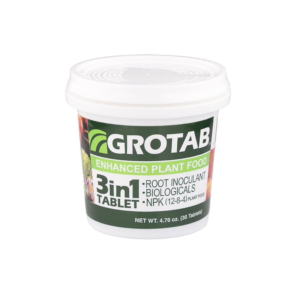 GROTAB 3-in-1 Plant Food Tablets Natural 12-8-4 Plant Fertilizer ...