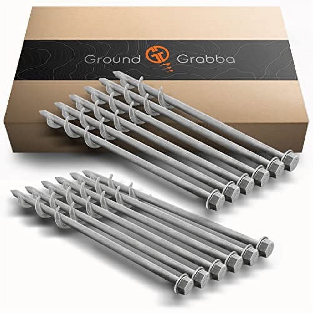 GROUNDGRABBA Ground Anchor Screw Kit - 12X 1 Ft Ground Anchors Heavy ...