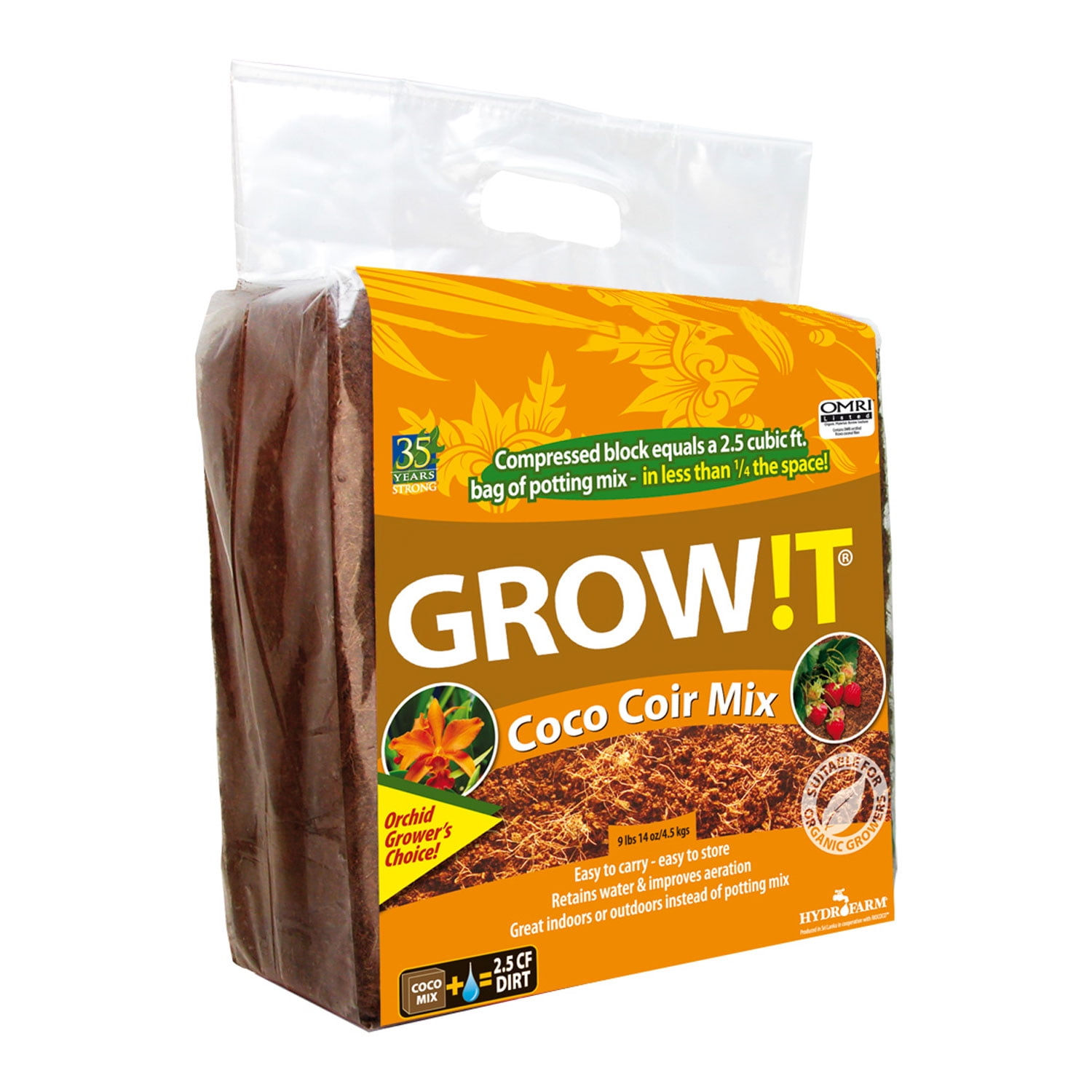 GROW!T JSCCM25 Coco Coir Mix Block for Hydroponics & Indoor/Outdoor ...