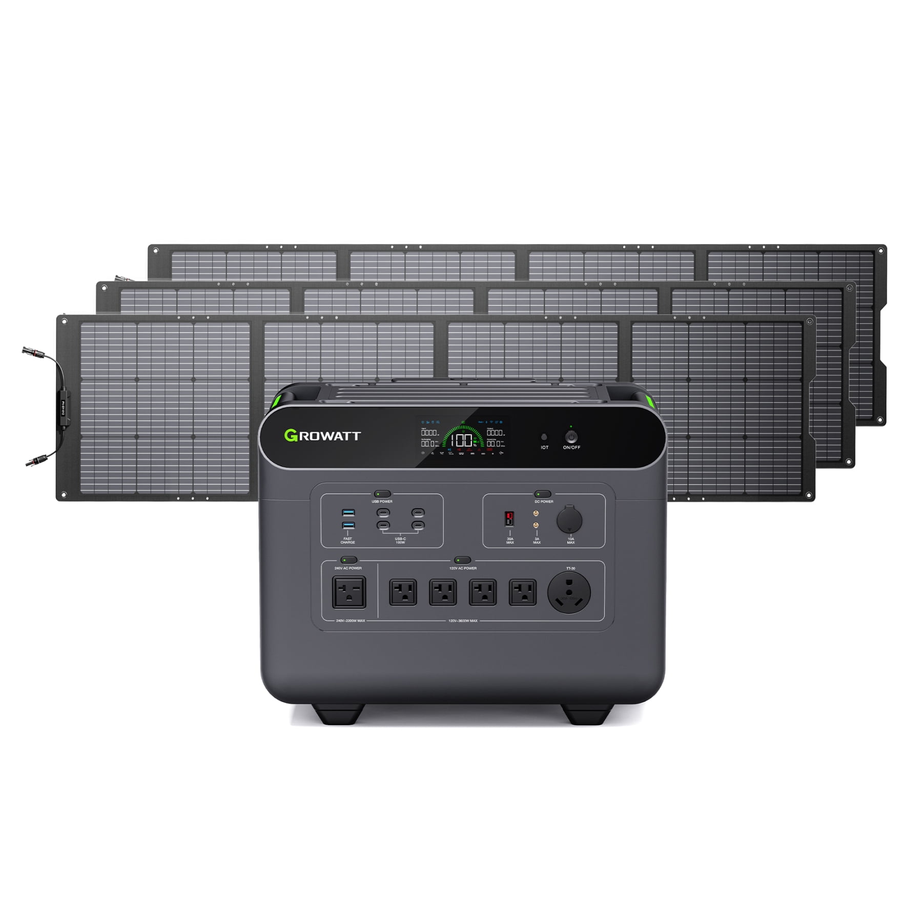 GROWATT Solar Generator with 600W Solar Panel: HELIOS 3600 Portable Power Station 3686Wh LiFePO4 ...