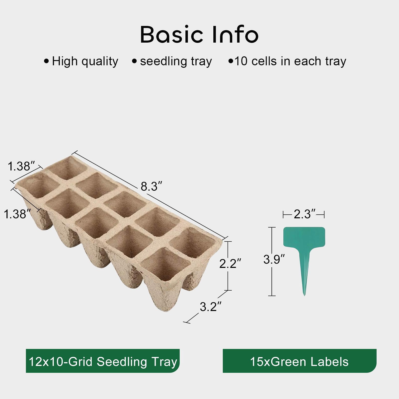 GROWNEER 120 Cells FEV6 Peat Pots Seed Starter Trays 12 Packs ...