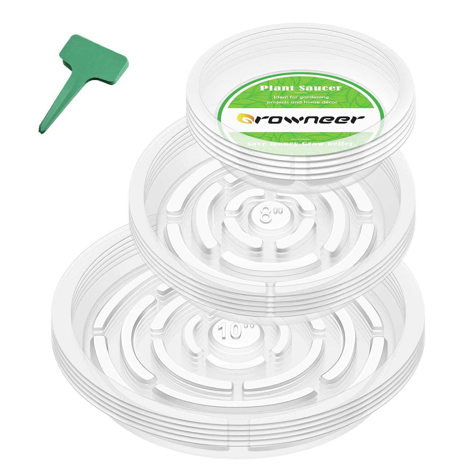 GROWNEER 15 Pack of 6, 8, 10 Inches Clear Plant Saucers Flower Pot ...