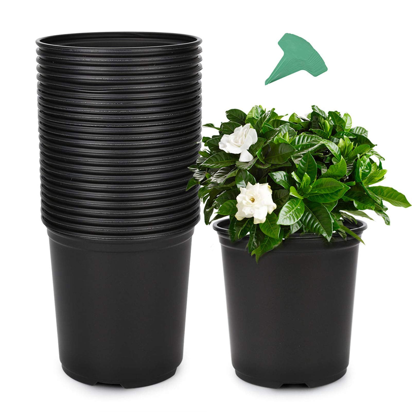 Growneer Nursery Pots 24 Packs, 0.7 Gallon Flexible Plastic Pots ...