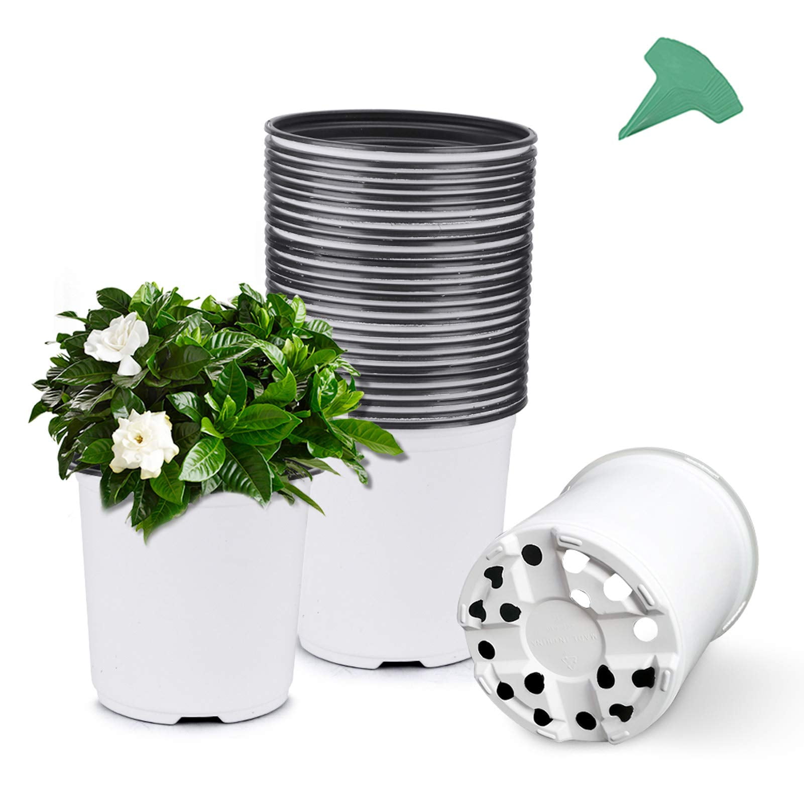 GROWNEER 24 Packs 0.7 Gallon White Flexible Nursery Pot Flower Pots ...