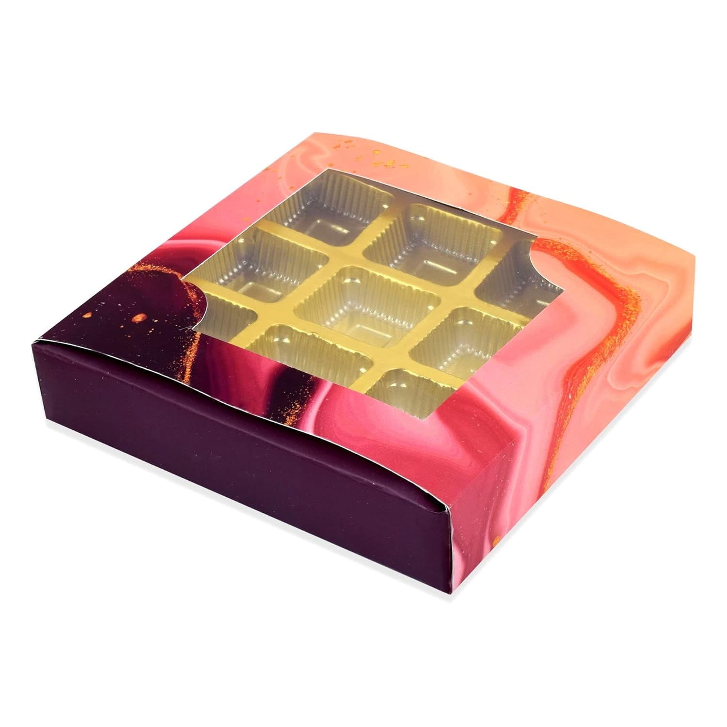GROWNEX PRIVATE LIMITED Empty Marble Red Chocolate Box 9 Pcs Folding ...