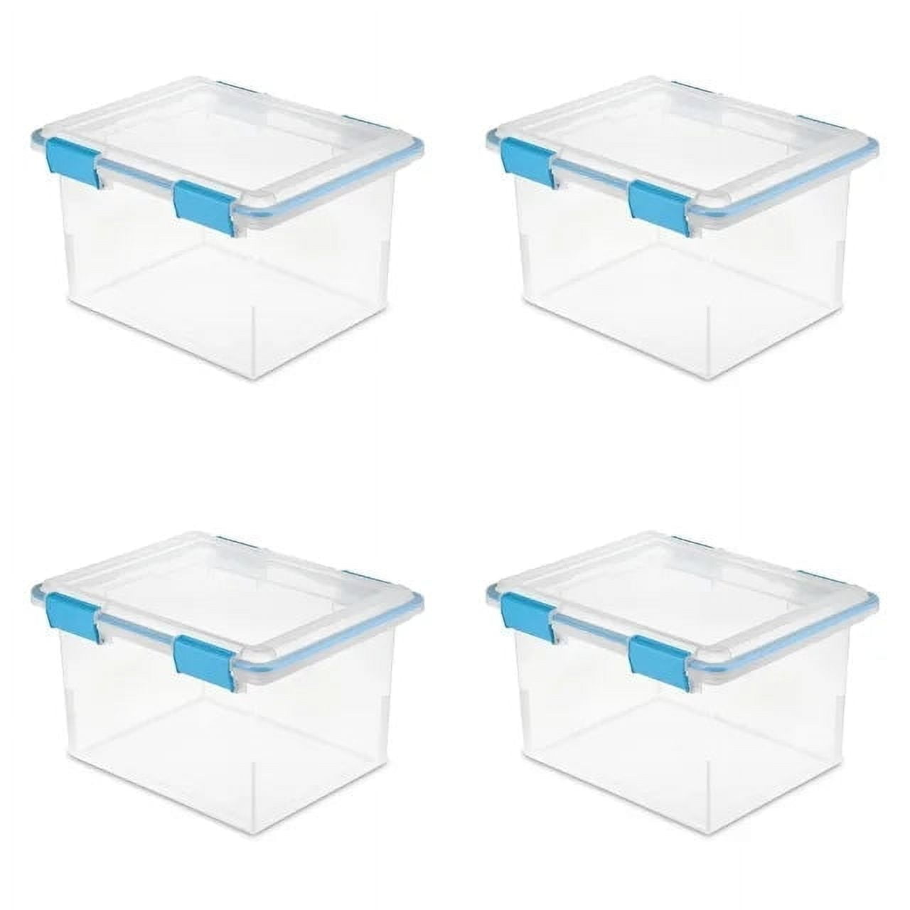 GROWTOCHOICE, LLC Sterilite 32 Qt Plastic Gasket Storage Boxes, Blue, 4 ...