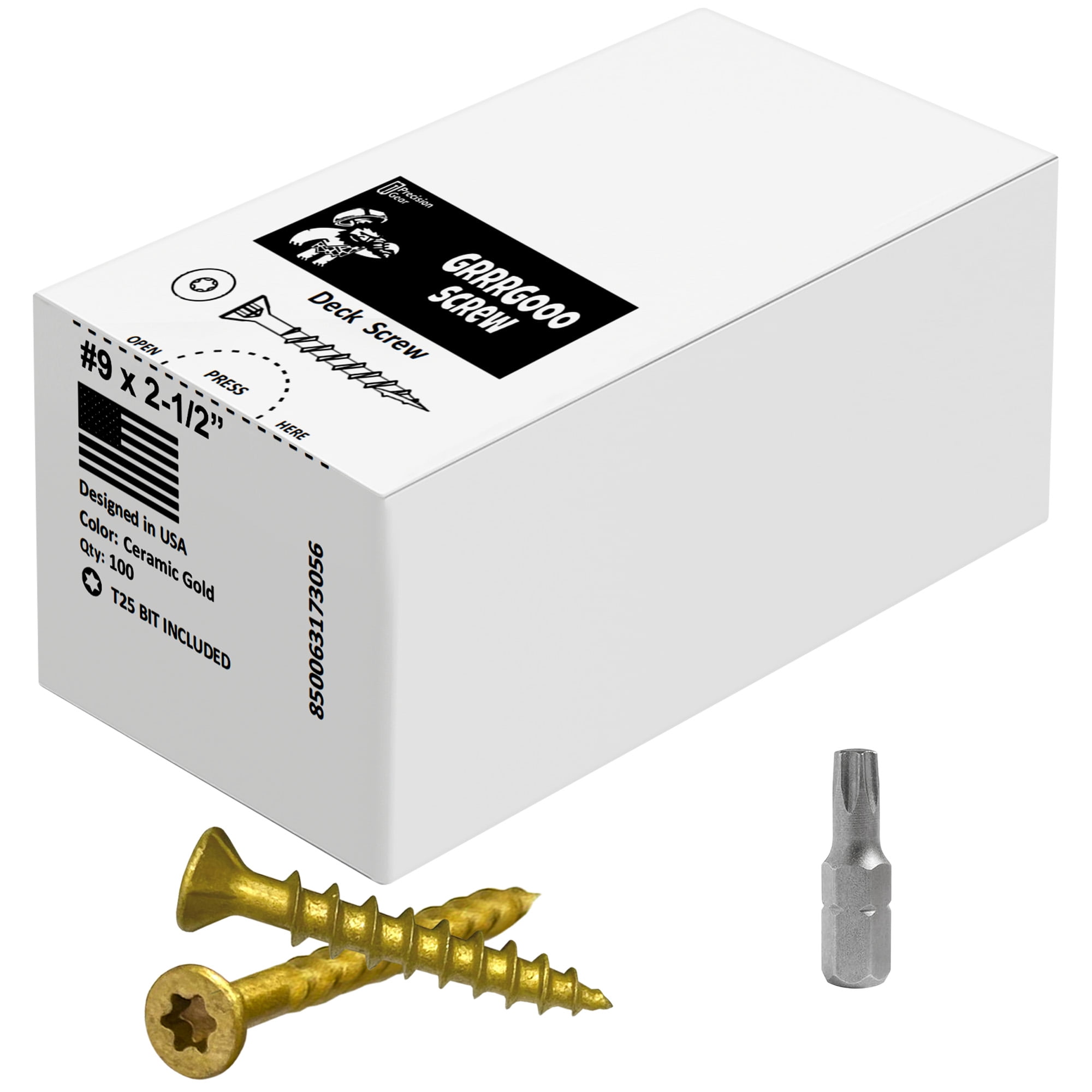 GRRRGOOO SCREW Screw Decking Screws, 2 Inch, Gold, 100 Pcs for Outdoor ...