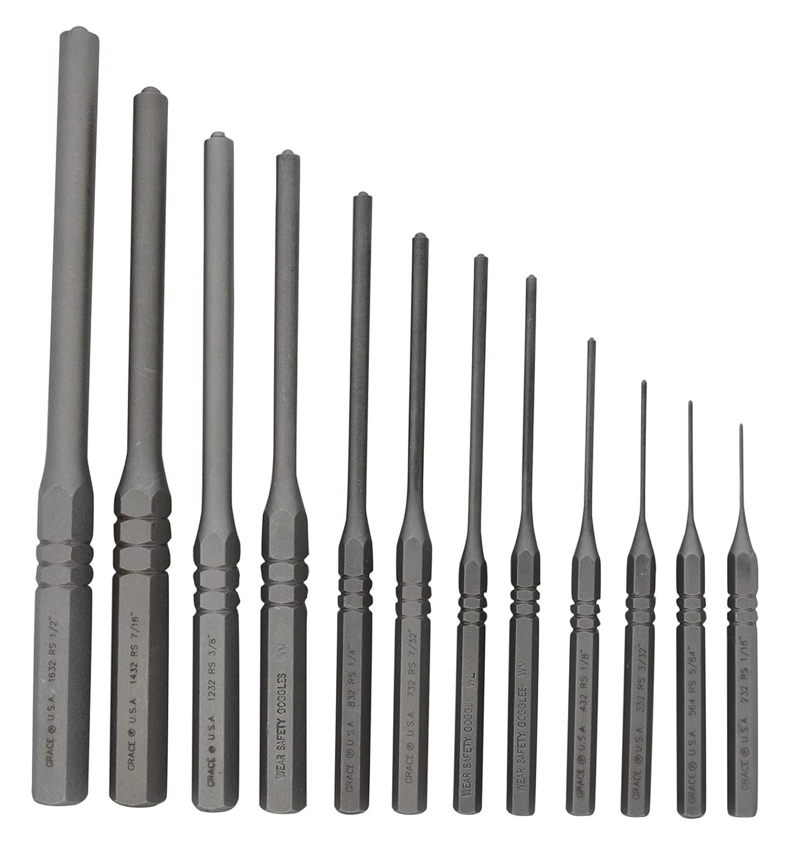 GRRS12 Professional Steel Roll Pin Punch Set with Vinyl Pouch, Gunsmith ...